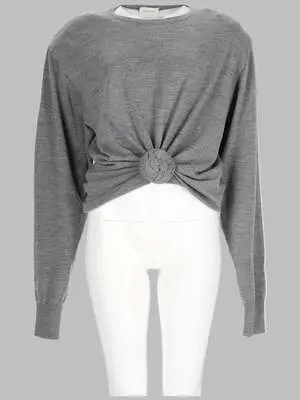 Magda Butrym Magda Butrym Wool Knit Top With Knot Detail Gray