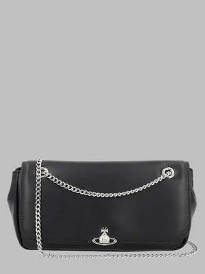 VIVIENNE WESTWOOD Leather Shoulder Bag With Chain Strap - Black