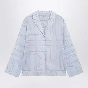 TOTEME Monogram Cotton-blend Pajama Shirt - Blue
