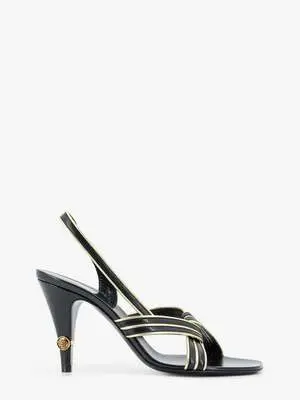 Versace Leather Heeled Sandals - Multicolor