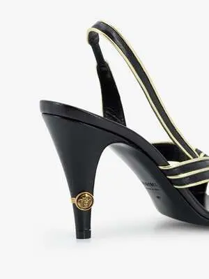 Versace Leather Heeled Sandals - Multicolor
