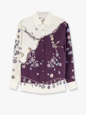 Versace VERSACE Printed Silk Twill Shirt Red