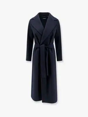 Max Mara Virgin Wool Belted Coat - Multicolor