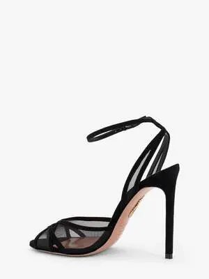 AQUAZZURA Shear Mesh And Suede Sandals - Black