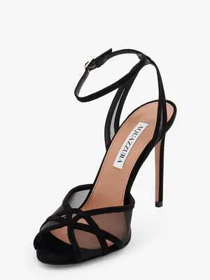 AQUAZZURA Shear Mesh And Suede Sandals - Black