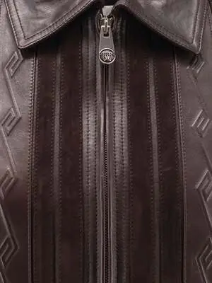 Versace Leather And Suede Jacket With Medusa Detail