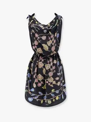 Versace Printed Silk Twill Midi Dress - Black