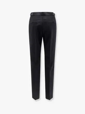 Max Mara Stretch Virgin Wool Trousers With Monogram Detail - Multicolor