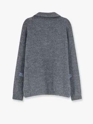 MAISON MARGIELA Ribbed Linen And Wool Blend High Neck Half-zip Sweater