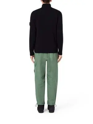 Stone Island Lambswool Sweater With Mock Neck And Button Detail