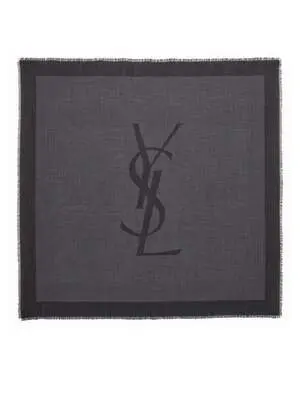 Saint Laurent Cassandre Square Scarf In Silk And Cashmere - Multicolor