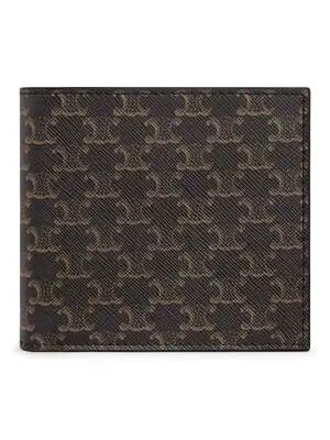 Celine Bi-fold Wallet In Triomphe Canvas - Black