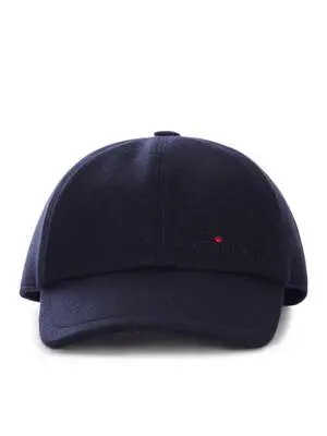 Kiton Cashmere Baseball Cap With Embroidered Logo - Blue