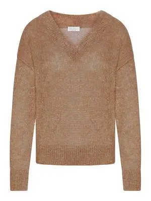 Brunello Cucinelli Dazzling English Half Rib Cotton Sweater - Brown