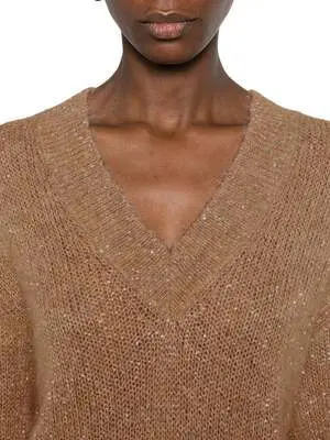 Brunello Cucinelli Half Rib Cotton Sweater With Sequins