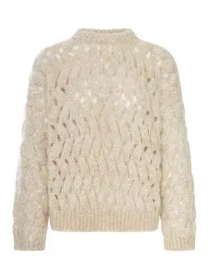 Brunello Cucinelli Dazzling Zigzag Cable Sweater - Cream