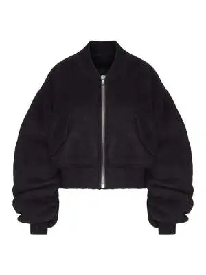 Rick Owens Cropped Alpaca Wool Bomber Jacket - Black
