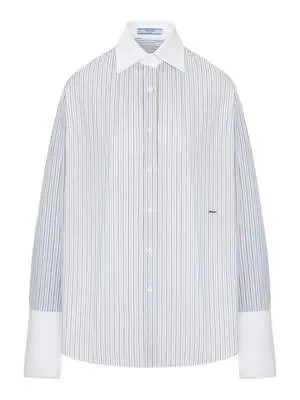 Prada Striped Cotton Shirt With Contrasting Cuffs - Multicolor