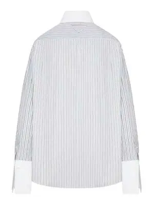 Prada Striped Cotton Shirt With Contrasting Cuffs