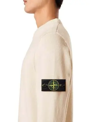 Stone Island Melange Effect Crew Neck Sweater - Cream