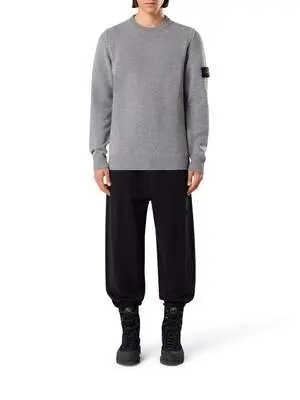 Stone Island Melange Effect Crew Neck Sweater With Compass Logo - Gray