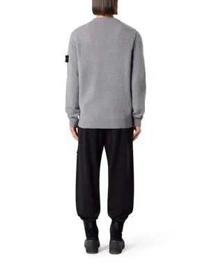Stone Island Melange Effect Crew Neck Sweater With Compass Logo - Gray