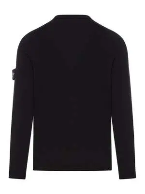 Stone Island Crew Neck Wool Sweater With Badge