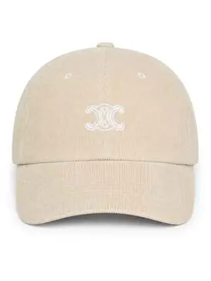 Celine Triomphe Corduroy Cap - Cream