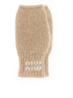 Miu Miu Stretch Mohair Blend Gloves - Cream
