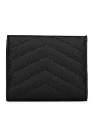 Saint Laurent Cassandre Matelassé Multi-folded Wallet In Grain De Poudre Embossed Leather
