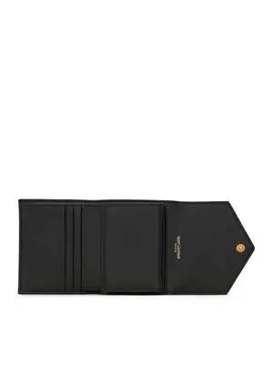 Saint Laurent Cassandre Matelassé Multi-folded Wallet In Grain De Poudre Embossed Leather