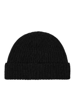 Stone Island Ribbed Knit Beanie With Compass Logo Patch