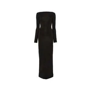 Cult Gaia Long Sleeve Embellished Floor-length Dress - Black