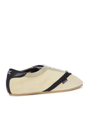 Celine Low Suede Sneaker With Perforated Toe
