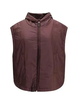 Max Mara Hooded Padded Vest In Water Repellent Canvas - Multicolor