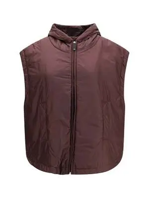 Max Mara Hooded Padded Vest In Water Repellent Canvas - Purple