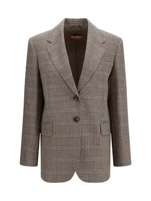 Max Mara Max Mara Studio Checked Pattern Wool Blazer Brown