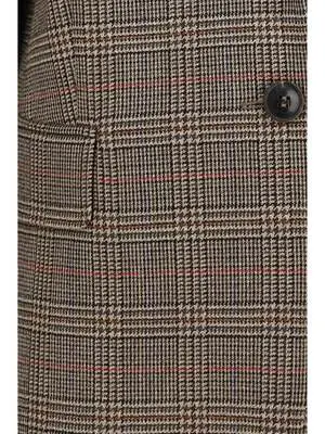 Max Mara Checked Pattern Wool Blazer - Brown