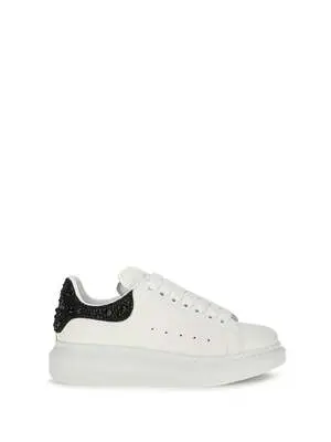 Alexander McQueen Oversized Sneakers With Suede Heel And Crystal Details - White