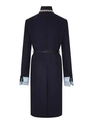 Prada Long Wool Coat With Jewel Collar