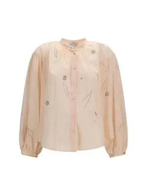 FORTE_FORTE Fleurs D’orient Embroidered Voile Bohemian Shirt - Pink