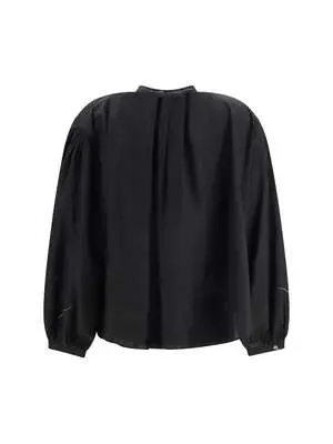 FORTE_FORTE Fleurs D’orient Embroidered Voile Bohemian Shirt - Black