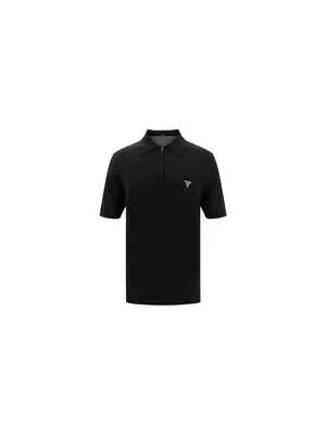Prada Virgin Wool Polo Shirt - Black