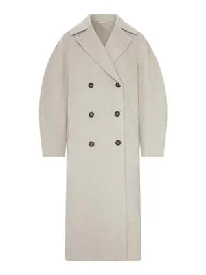 Brunello Cucinelli Long Double-breasted Wool And Cashmere Coat - Cream