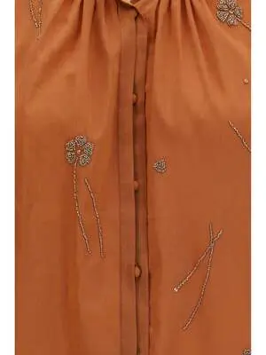 FORTE_FORTE Embroidered Voile Bohemian Shirt - Orange