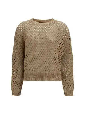 Max Mara Open Knit Cotton Sweater With Sequins
