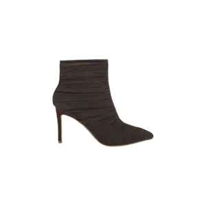L'AGENCE Fulton Ruched Mesh Stiletto Booties - Chocolate Mesh