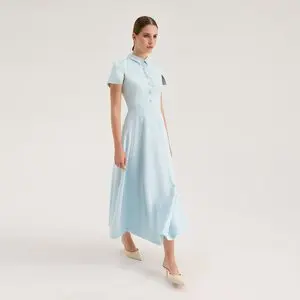 AVENUE 8 Structured Sleeve Button-front Midi Dress