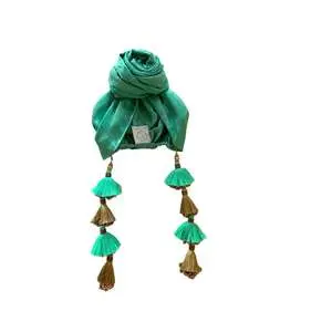 JULIA CLANCEY Silk Jade Dorado Reversible Turban - Green