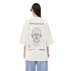 MYSIMPLICATED Oversized Off-white Cotton T-shirt With Graphic Print - Black